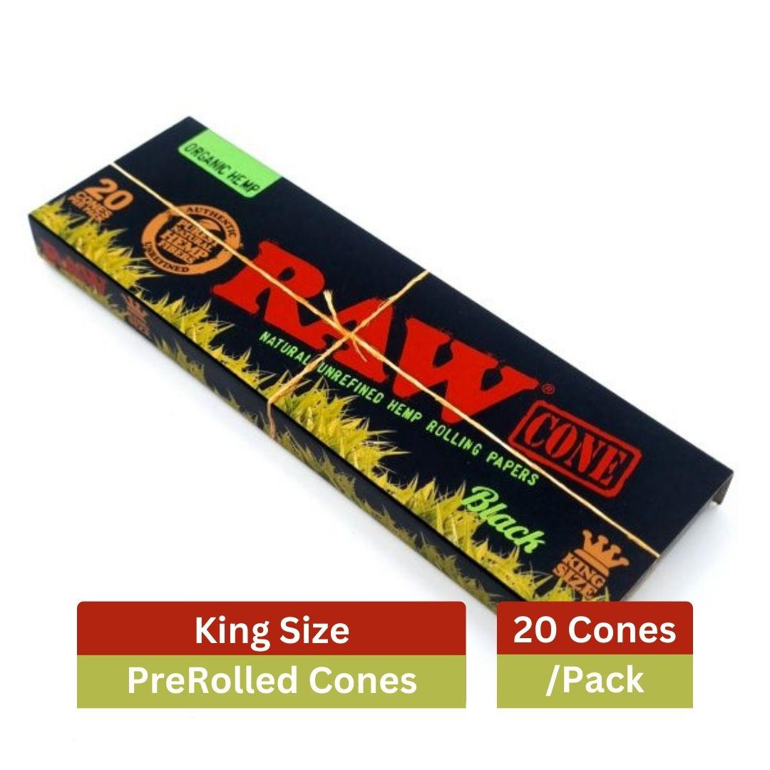 RAW Black Organic Cone King Size - 20 Pre-Rolled Cones | OutonTrip.com